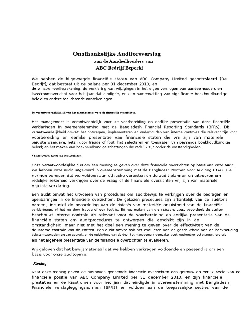 Audit Rapport Formaat BD | PDF