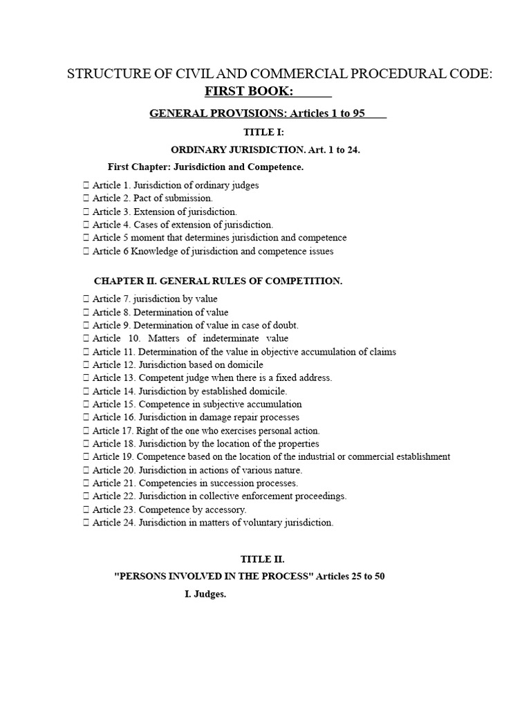 Civil and Commercial Procedure Code Overview | PDF | Jurisdiction ...