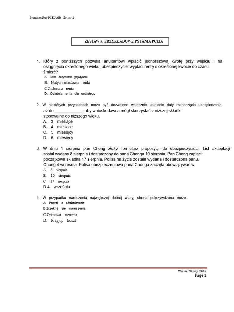PCEIA Nowa Edycja Pytania (Polski - Zestaw 6) | PDF