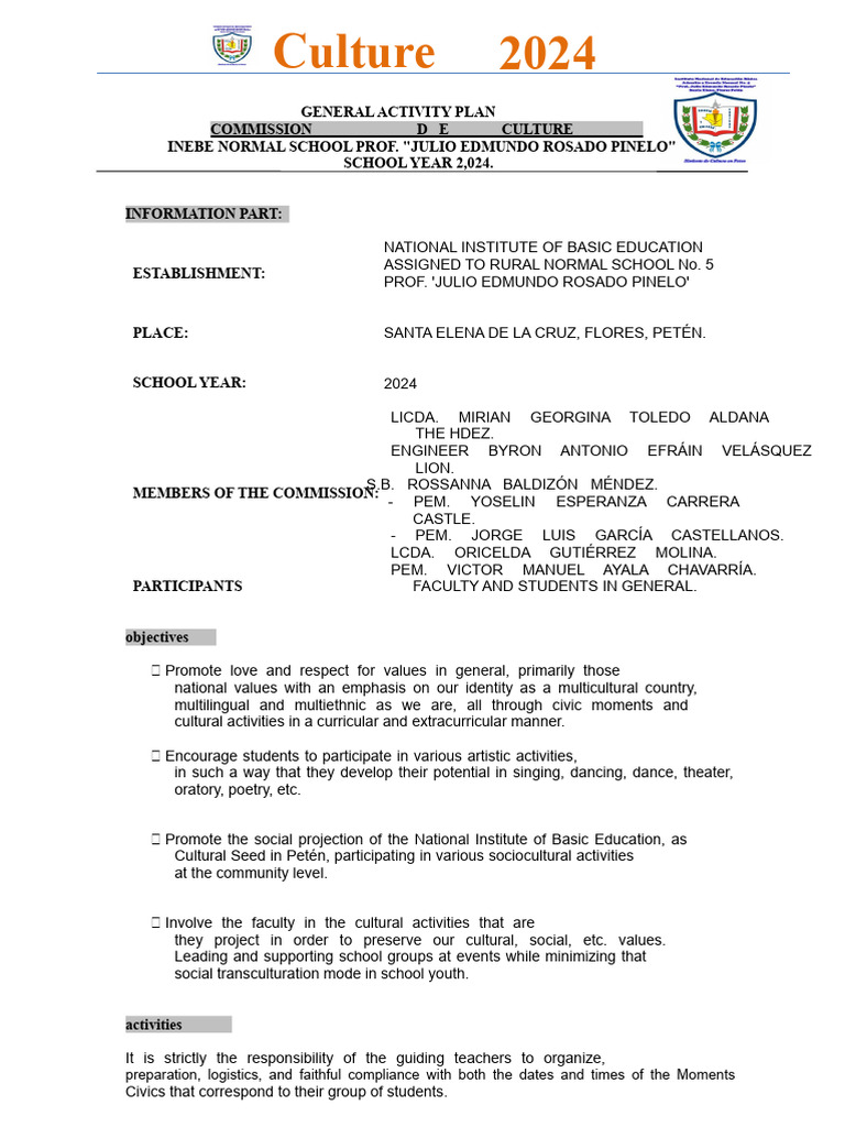 Culture Commission Plan - 2024 | PDF