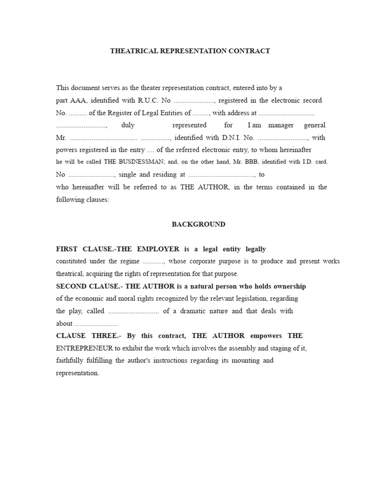 Theatrical Representation Contract | PDF | Arbitration | Business Law