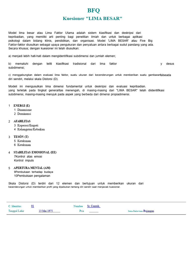 Interpretasi BIG FIVE | PDF