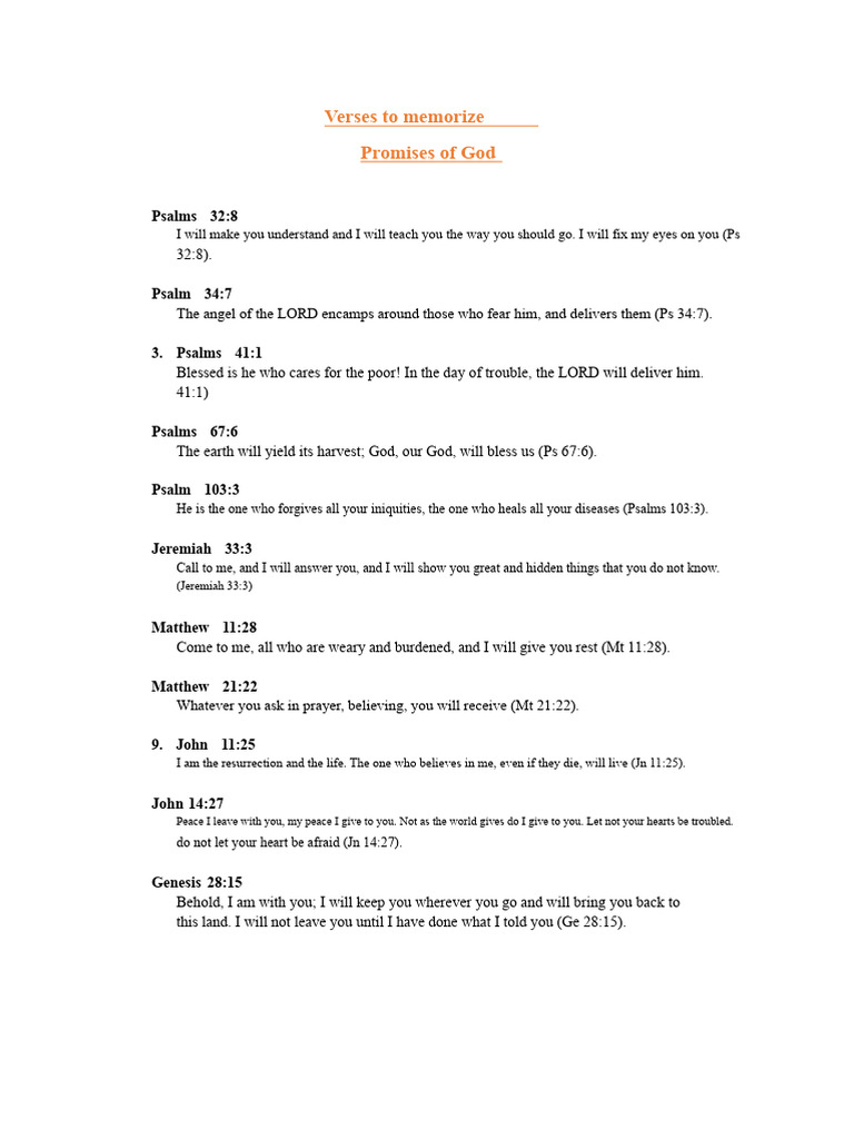 Promises of God To Memorize | PDF | Eternal Life (Christianity) | Jesus