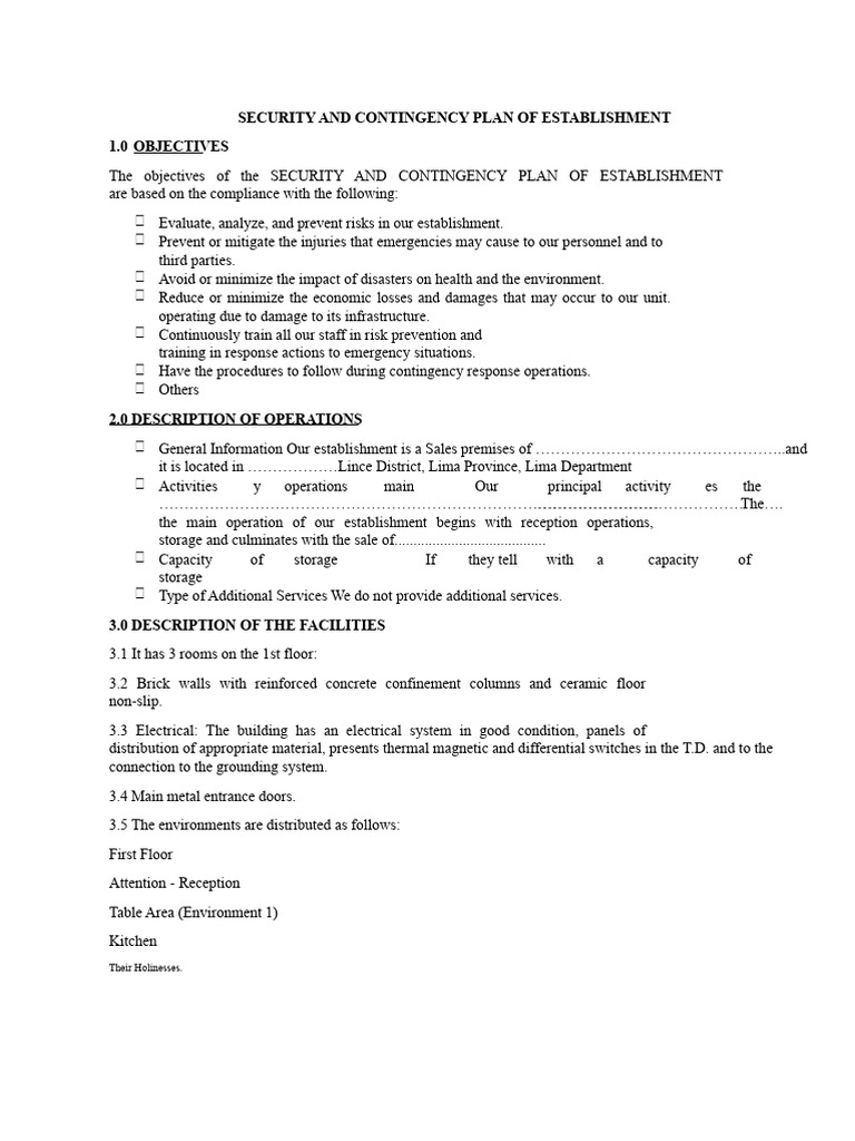 Security and Contingency Plan Guide | PDF | Emergency | Emergency ...