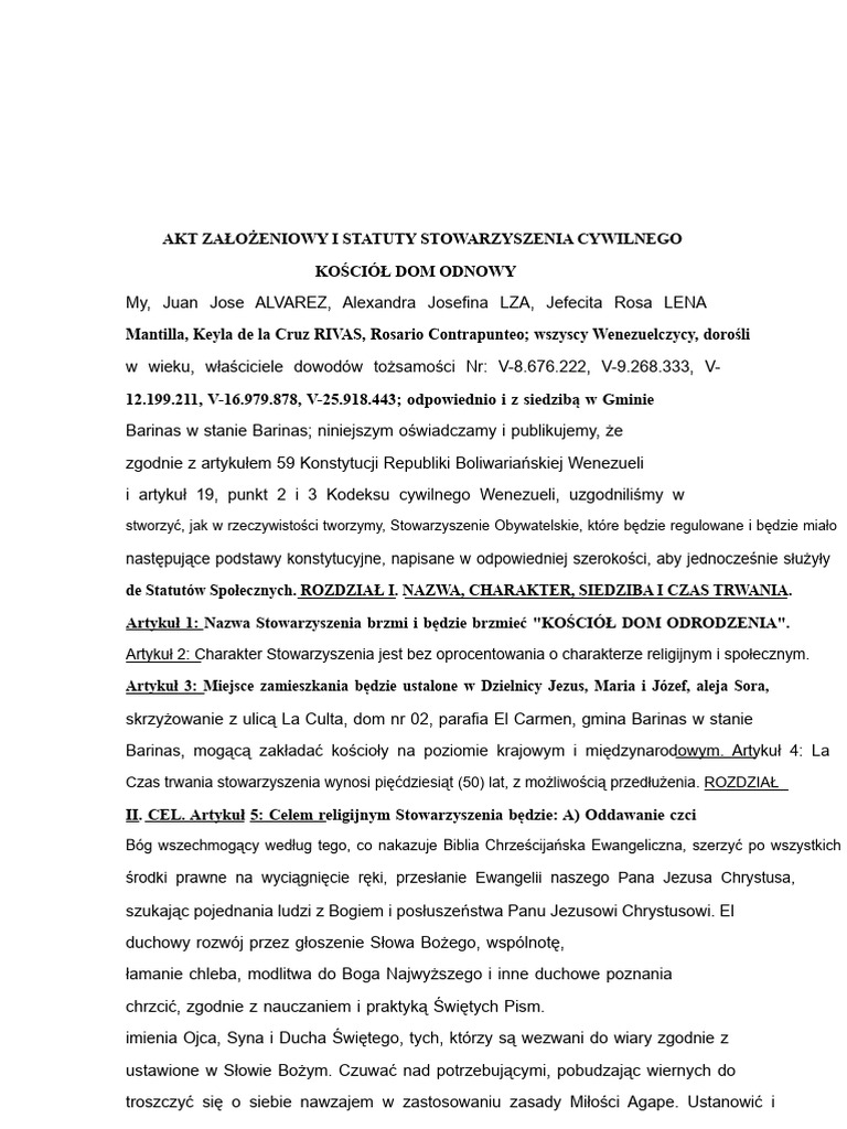 Model Akt Założycielski | PDF