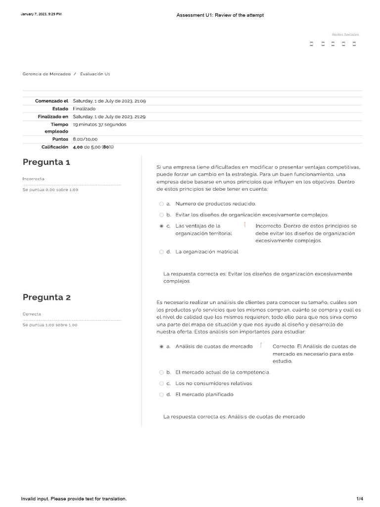 Evaluation U1 - Review of The Attempt | PDF