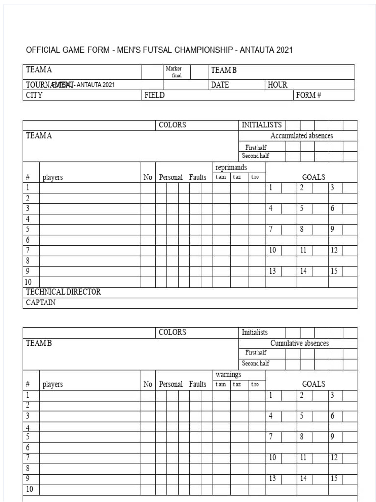 Men's Futsal Championship Game Form | PDF | Association Football ...