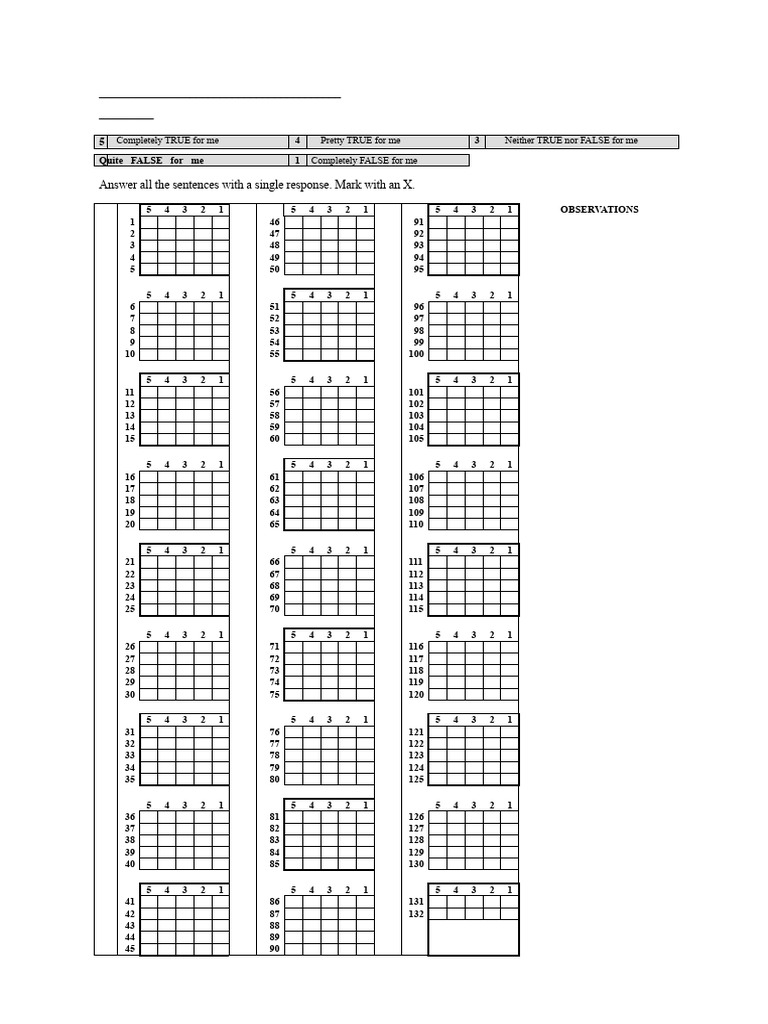 BIG - FIVE - Application - Booklet and Answer Sheet | PDF | Psychology ...
