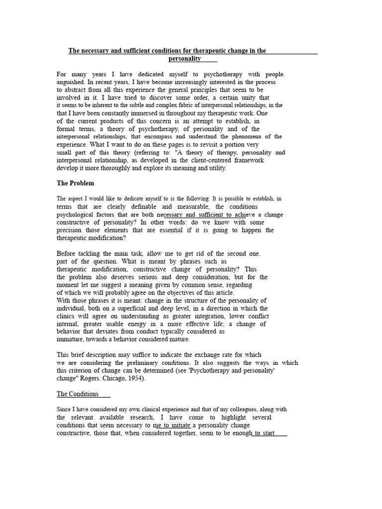 Six Conditions for Therapeutic Change | PDF | Psychotherapy | Empathy