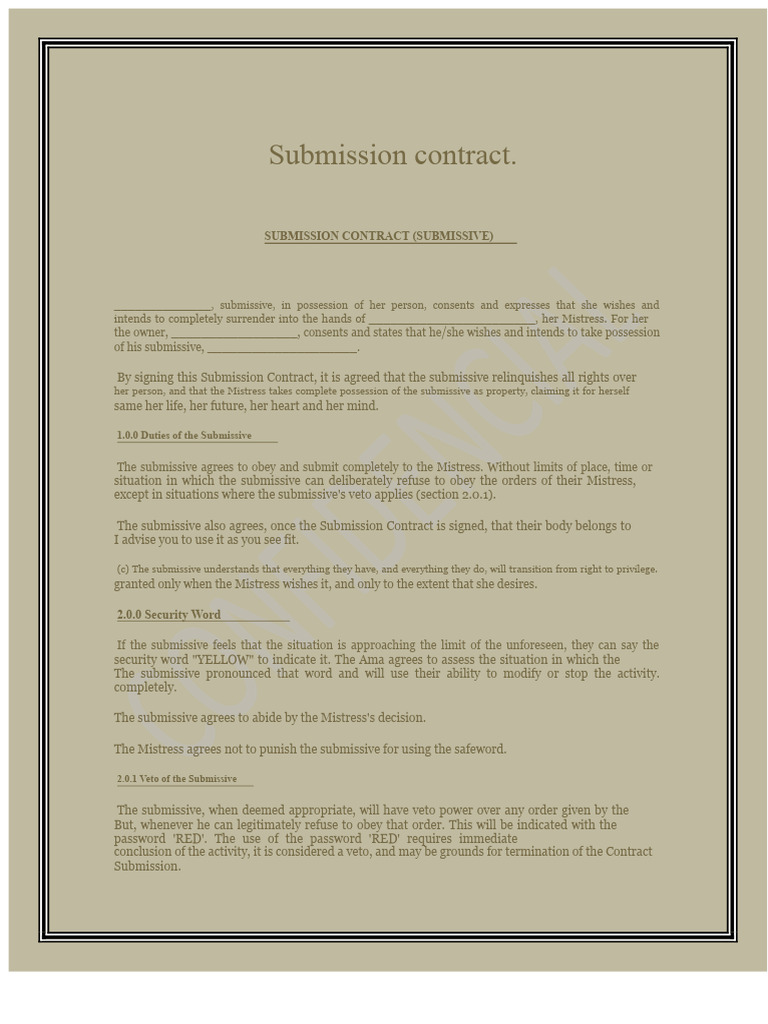 Submission Contract | PDF | Dominance And Submission | Housekeeping