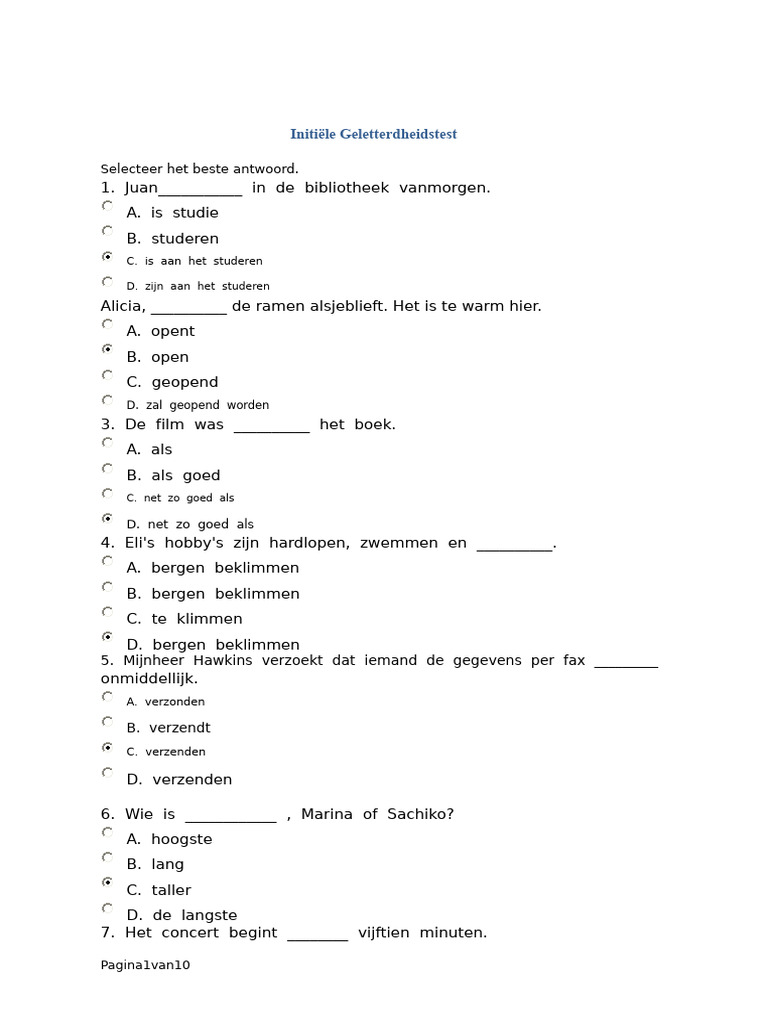 Eerste Engelse Taaltest | PDF