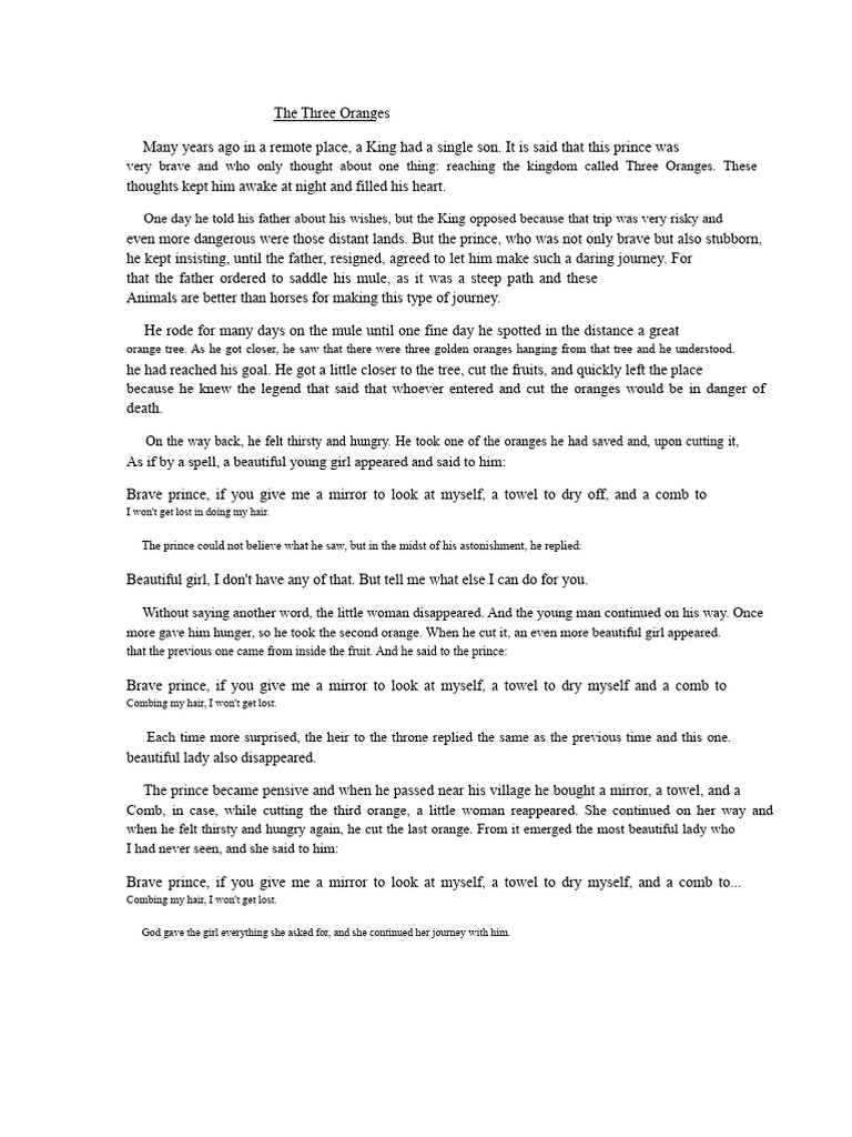 The Three Oranges, traditional tale | PDF | Mythic Humanoids ...