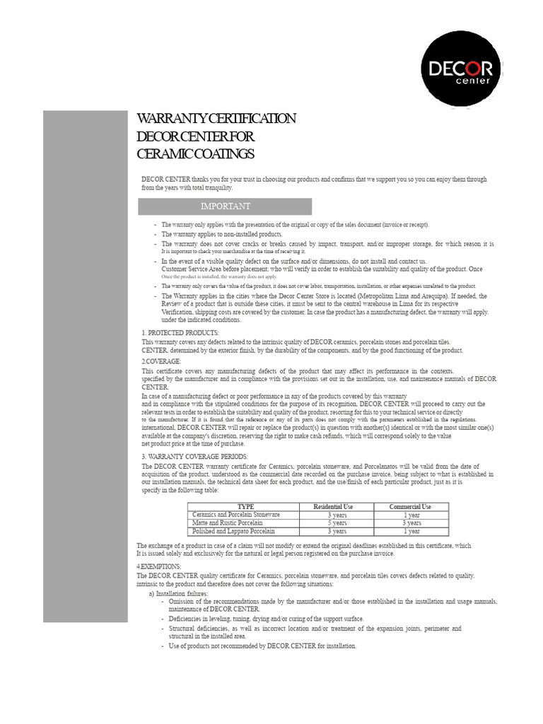Gray Habitat Ceramic Quality Certificate | PDF | Porcelain