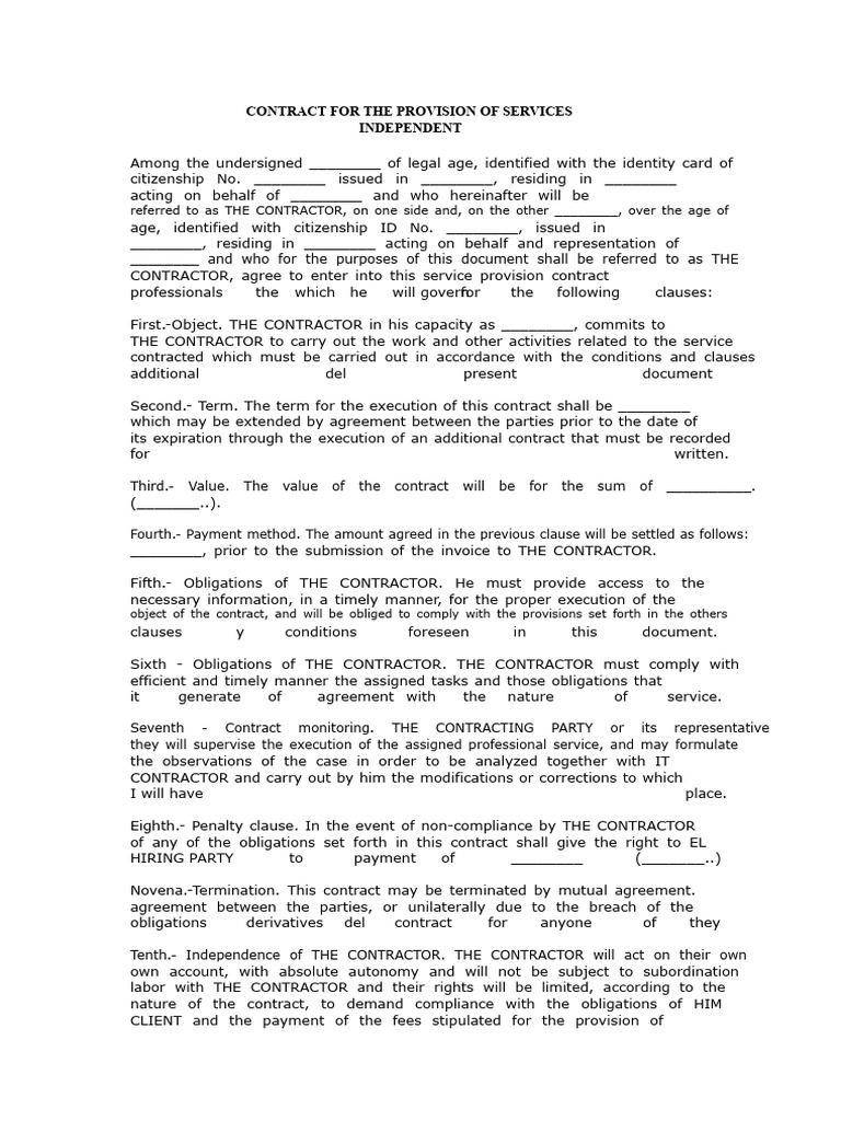 Independent Service Provision Contract | PDF | Arbitration | Private Law
