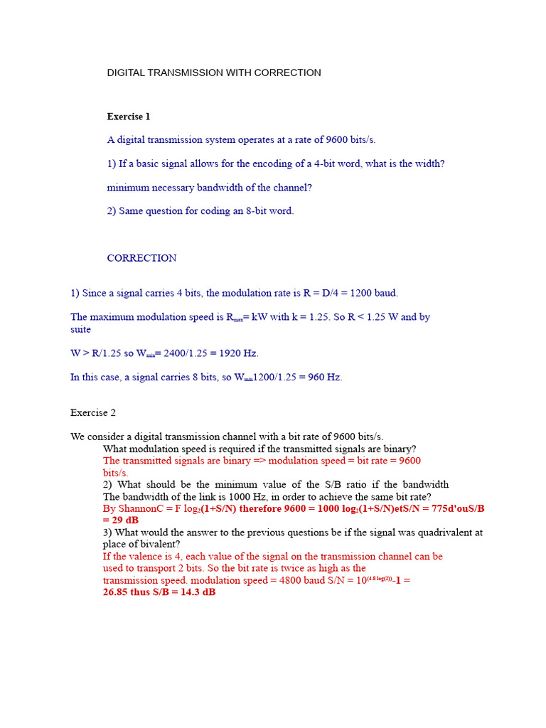 Digital Transmission Bandwidth and Modulation | PDF | Bit Rate ...