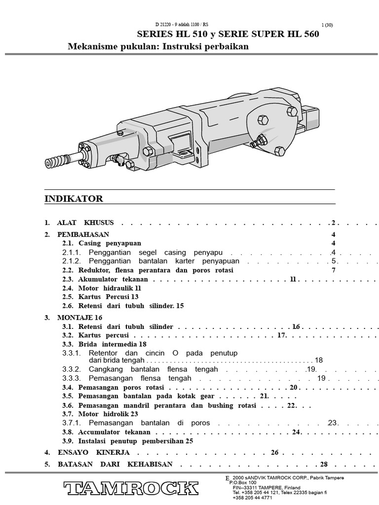 S03 Rock Drill HL510-560 Instruksi Perbaikan - SP - PDF JUMBO DD210 ...