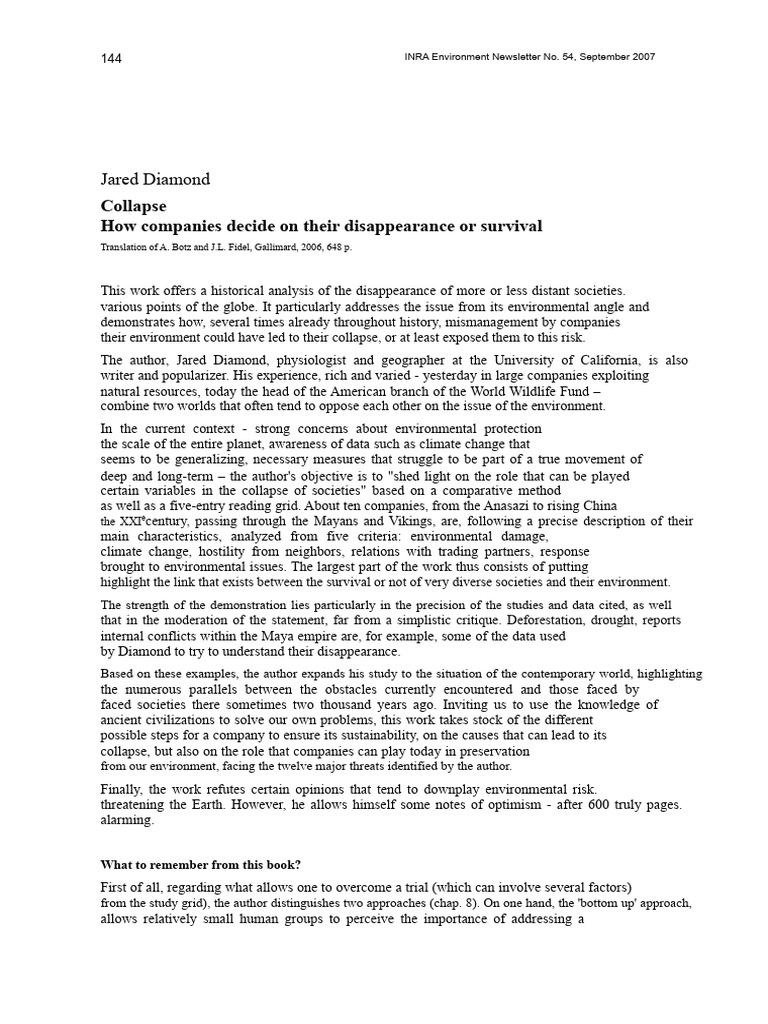 Ebook - Colapsology - Synthesis Book Collapse Jared Diamond | PDF ...