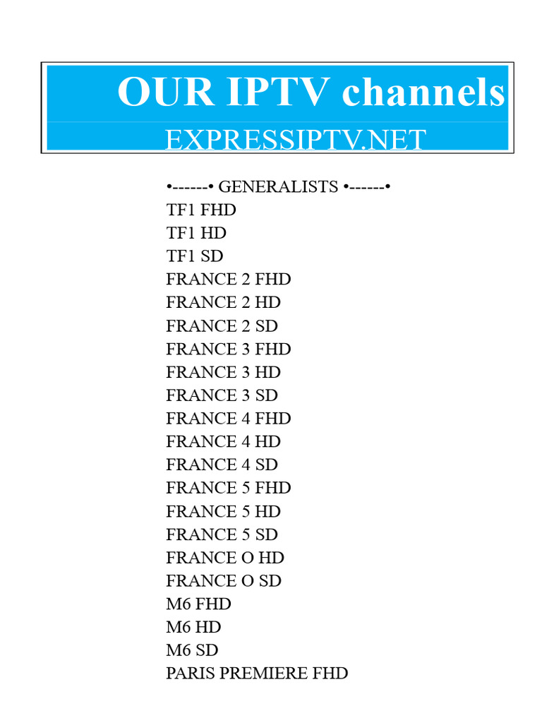 Comprehensive IPTV Channel List | PDF | Television Network | Television