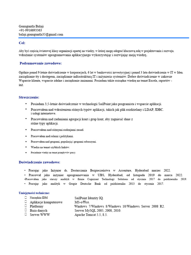 Balaji SailPoint CV | PDF