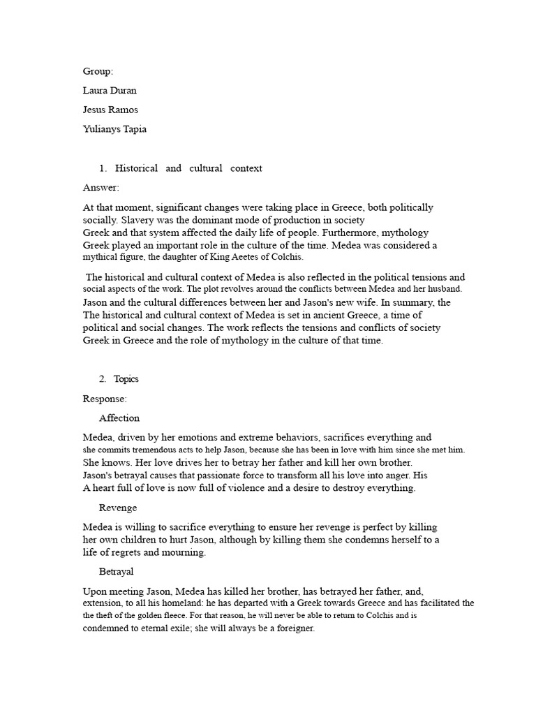 Literary Analysis of The Work of Medea by Euripides | PDF | Jason
