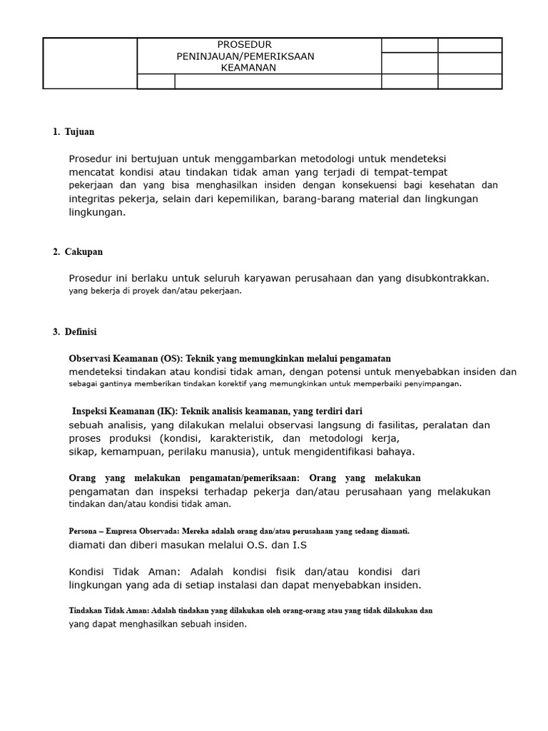 Prosedur Observasi Pencegahan Keamanan ....... | PDF