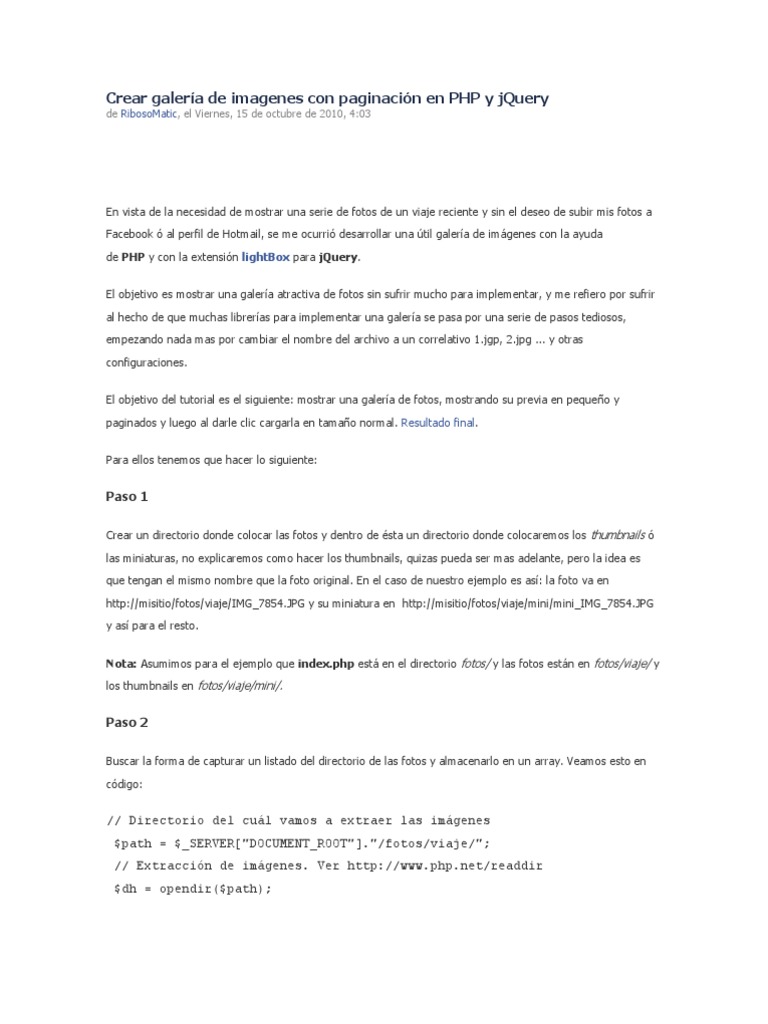 Crear Galería de Imagenes Con Paginación en PHP y Jquery | PDF ...