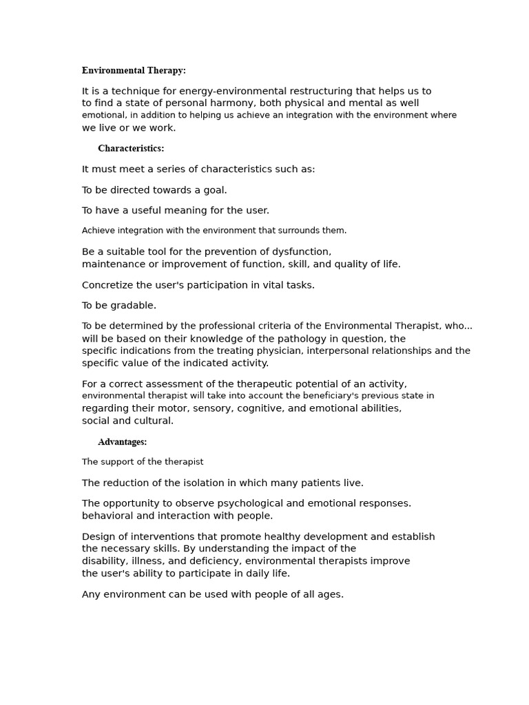 Environmental Therapy | PDF | Psychotherapy | Health Care