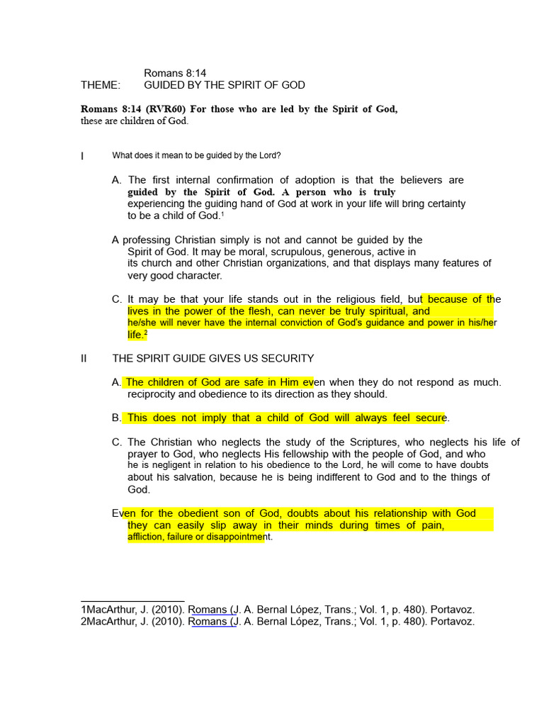 Rom. 8:14 LED BY THE SPIRIT OF GOD | PDF | Jesus | Epistle To The Romans