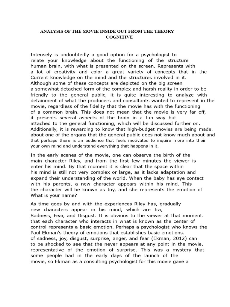Inside Out: Cognitive Emotion Analysis | PDF | Emotions | Mind