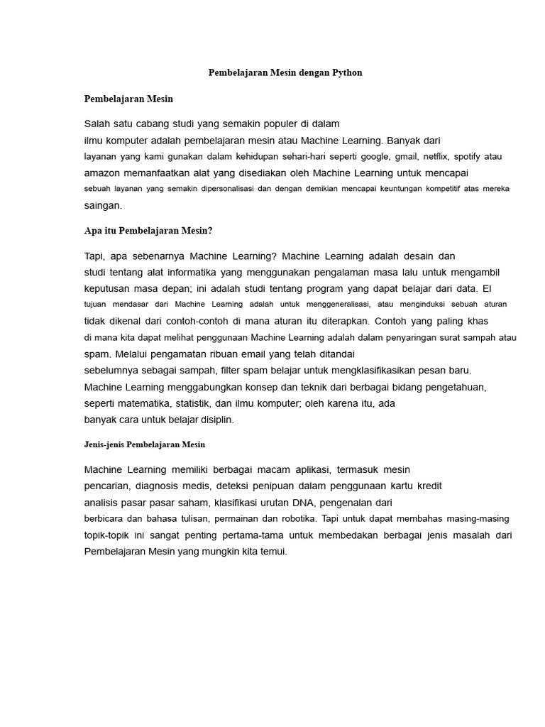 Pembelajaran Mesin Dengan Python | PDF