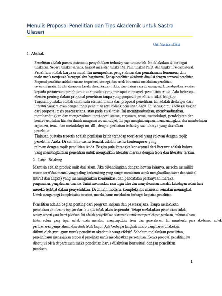 Proposal Penelitian Dan Tinjauan Pustaka | PDF
