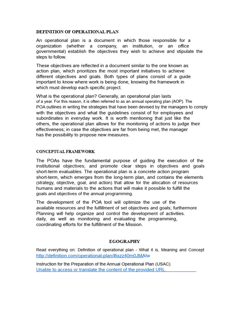 Annual Operating Plan Overview | PDF