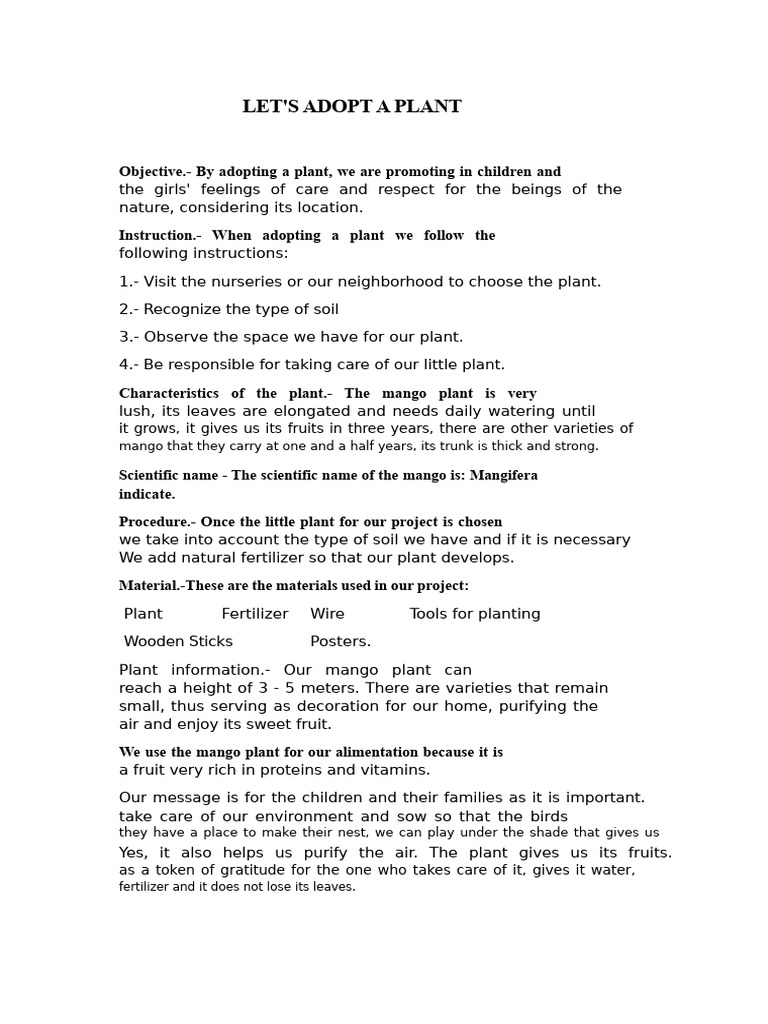 Let's Adopt A Plant. | PDF