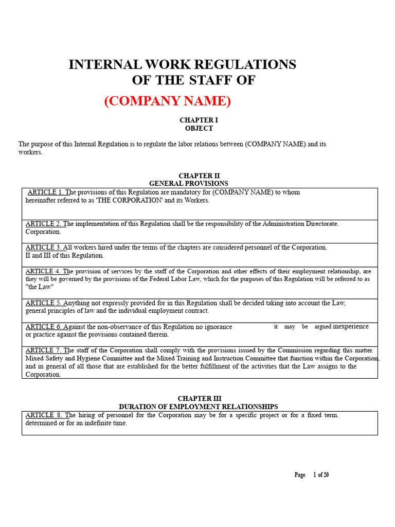 Internal Regulations for Company Staff | PDF | Employment | Overtime