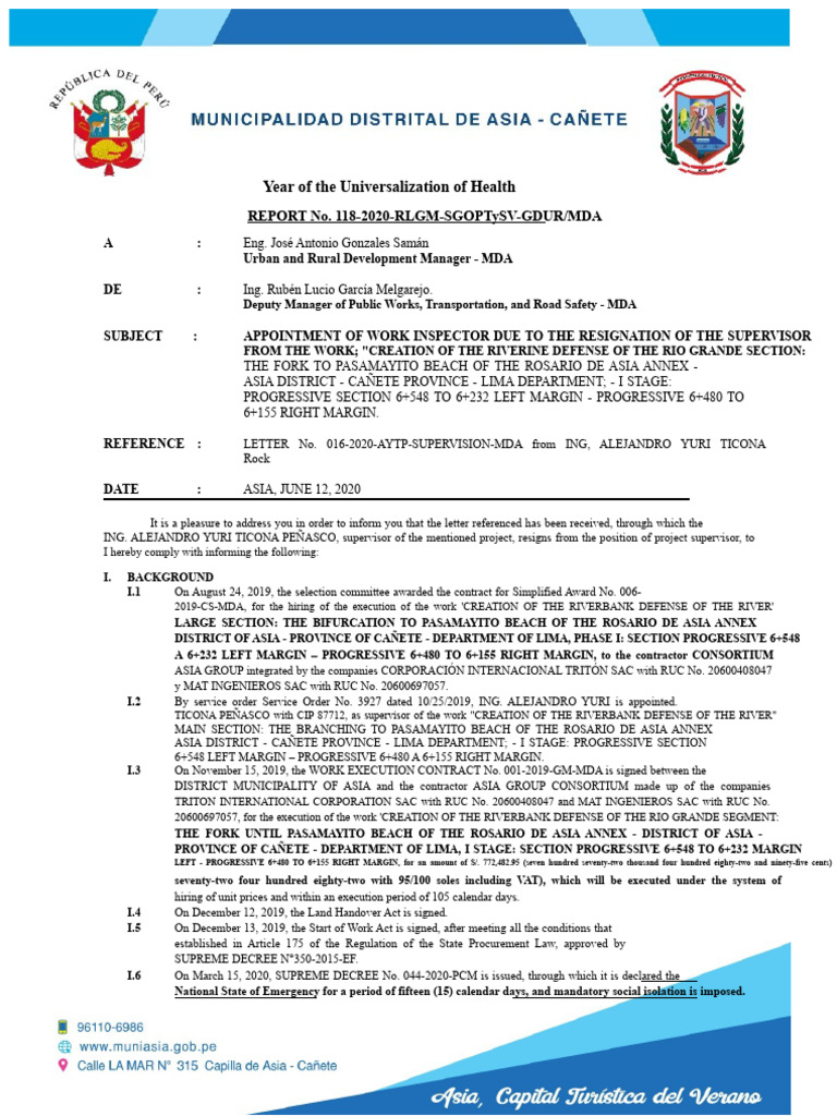 REPORT 118-2020 Designation of Work Inspector Defense (Automatically ...