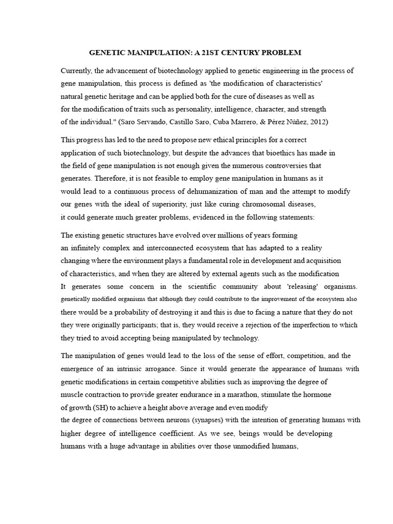 Essay On Genetic Manipulation | PDF | Genetic Engineering | Biotechnology