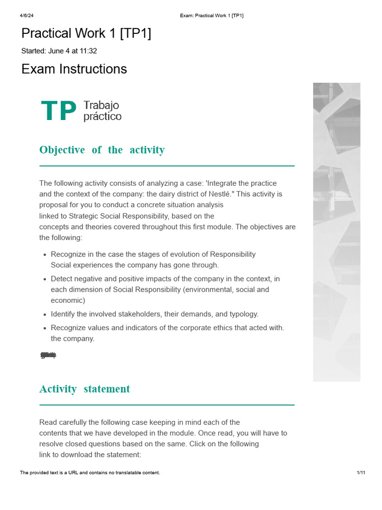 Practical Work Exam 1 (TP1) | PDF | Corporate Social Responsibility | Dairy