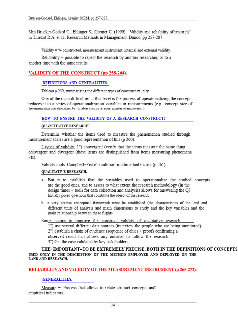 Validity and Reliability in Research Methods | PDF | Validity ...