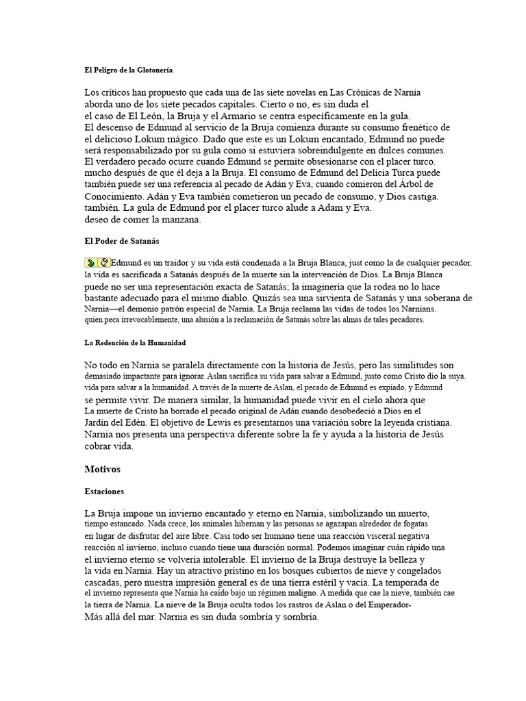 Glotonería y Redención en Narnia | PDF | Aslan | Lilith