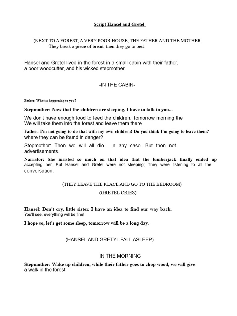 Hansel and Gretel: A Scripted Tale | PDF | Hansel And Gretel | Hansel ...