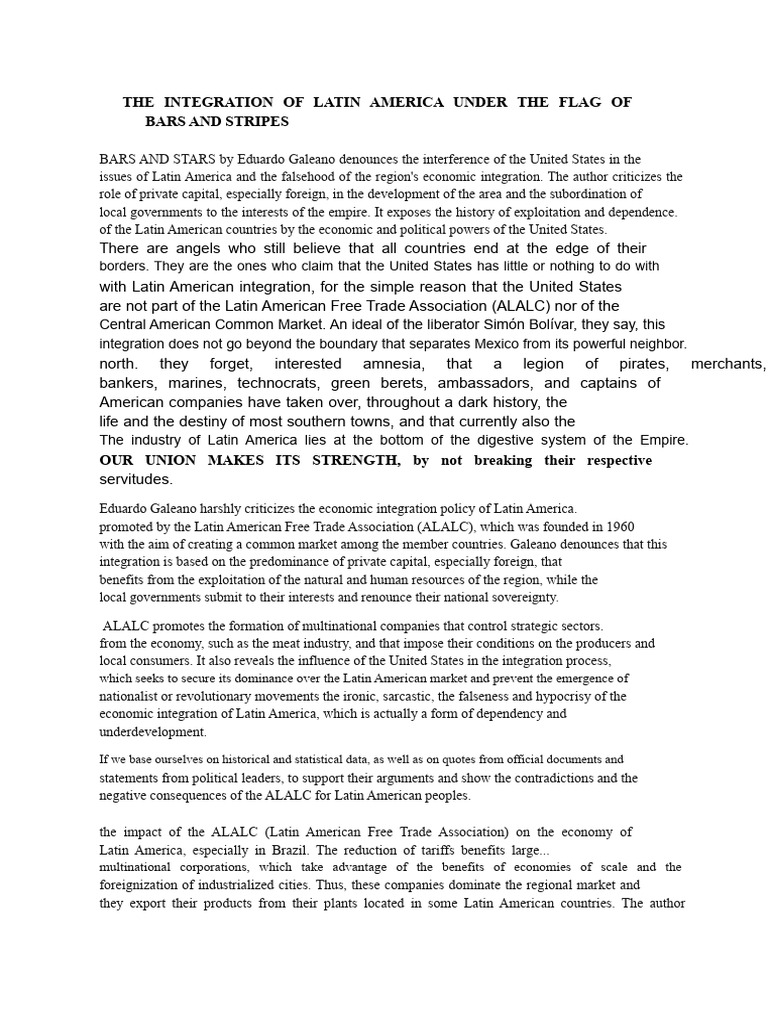 The Integration of Latin America Under The Flag of The Stars and ...