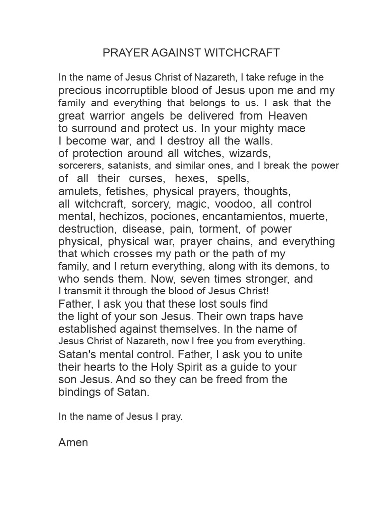 Prayer Against Witchcraft | PDF