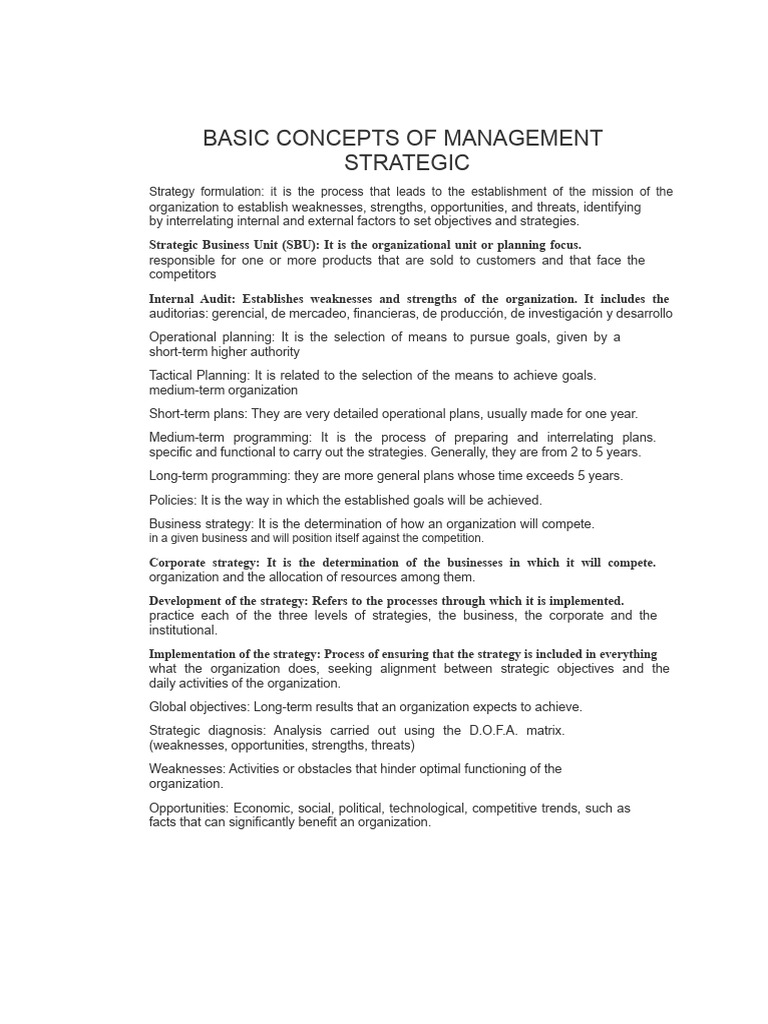 Key Management Concepts Explained | PDF | Strategic Management | Goal