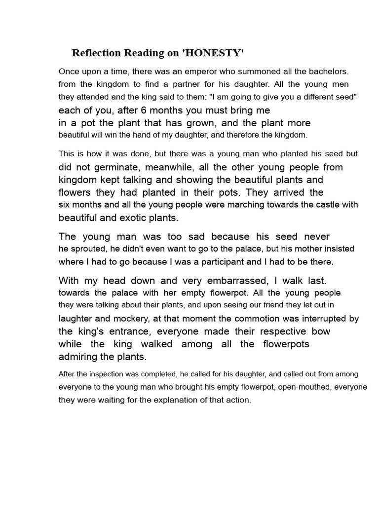 Reflection Reading On Honesty | PDF