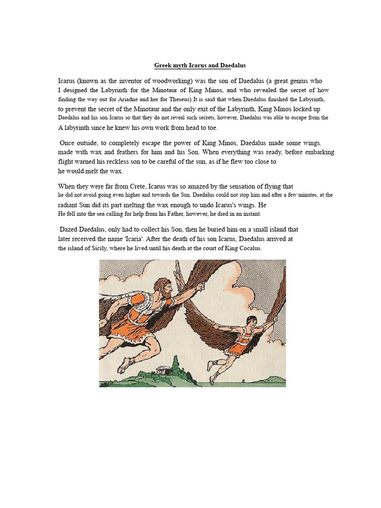 Greek Myth Icarus and Daedalus | PDF