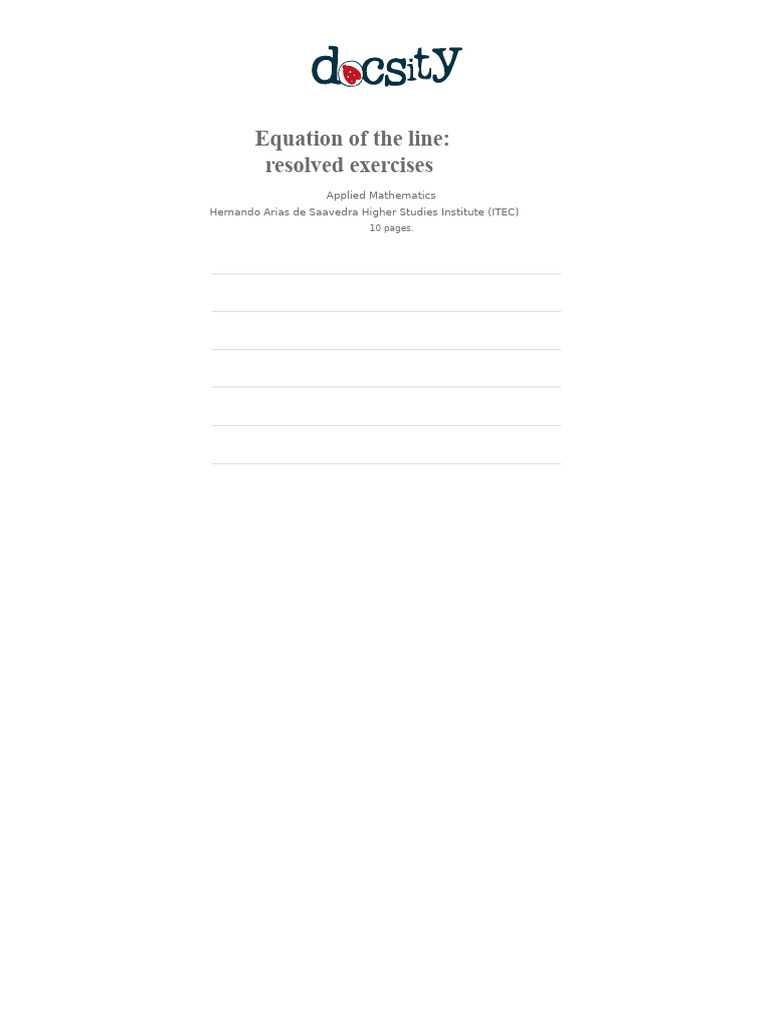 Solved Line Equation Exercises | PDF | Line (Geometry) | Euclidean Geometry