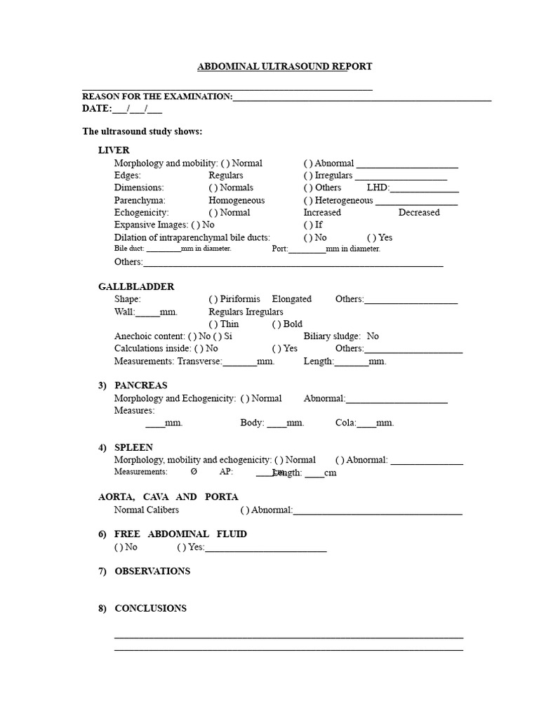 Abdominal Ultrasound Report | PDF | Gallbladder | Abdomen
