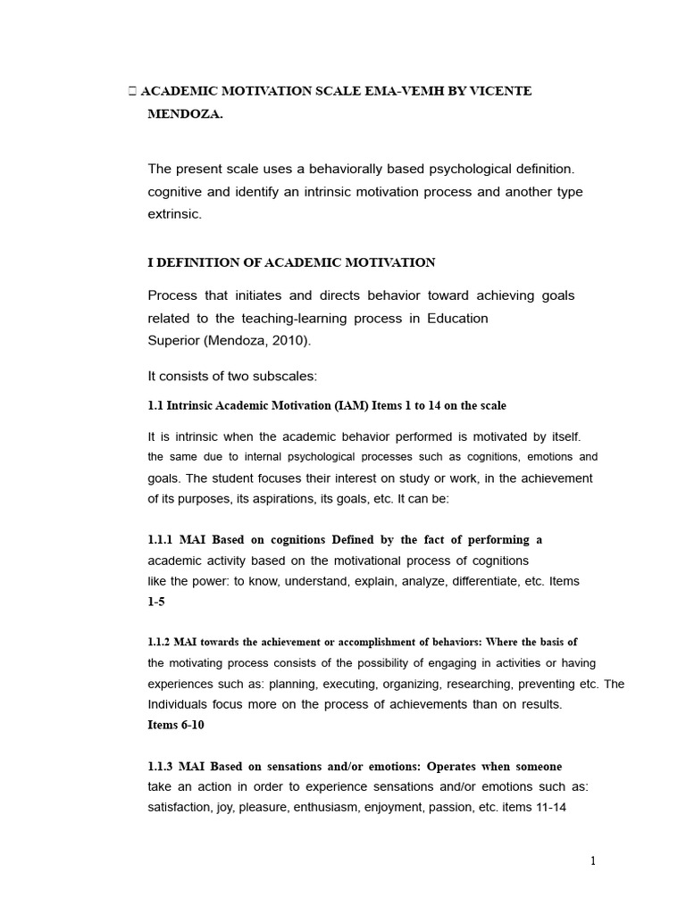 Academic Motivation Scale by Vicente Mendoza | PDF | Motivational ...