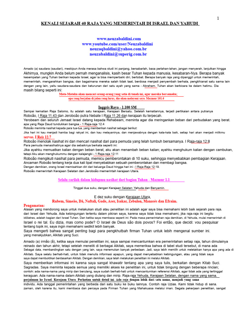 Sejarah 40 Raja Israel dan Yehuda | PDF