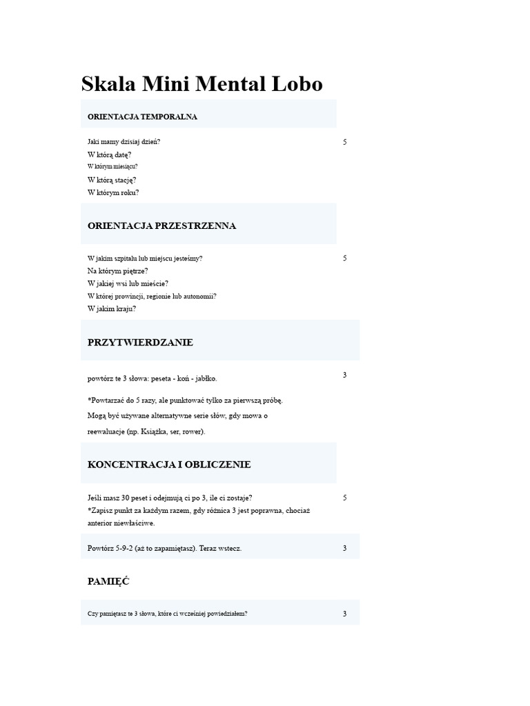 Skala Mini Mental Lobo | PDF